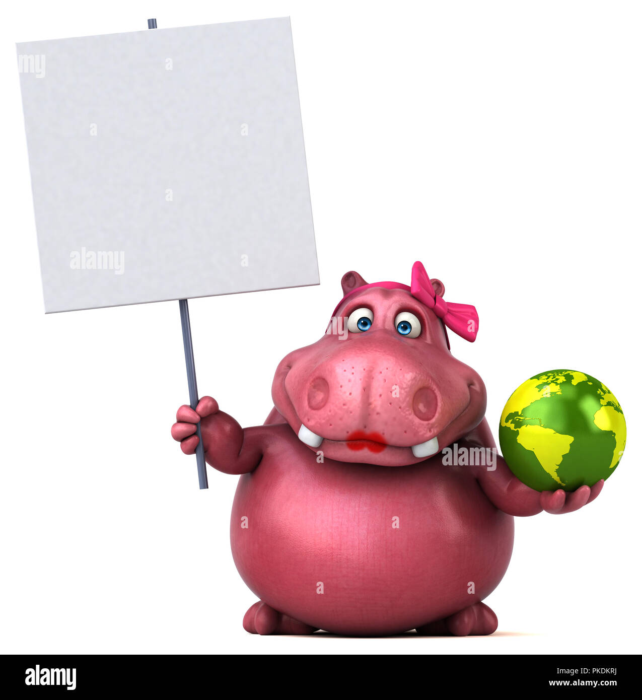 Pink Hippo - 3D Illustration Stock Photo - Alamy