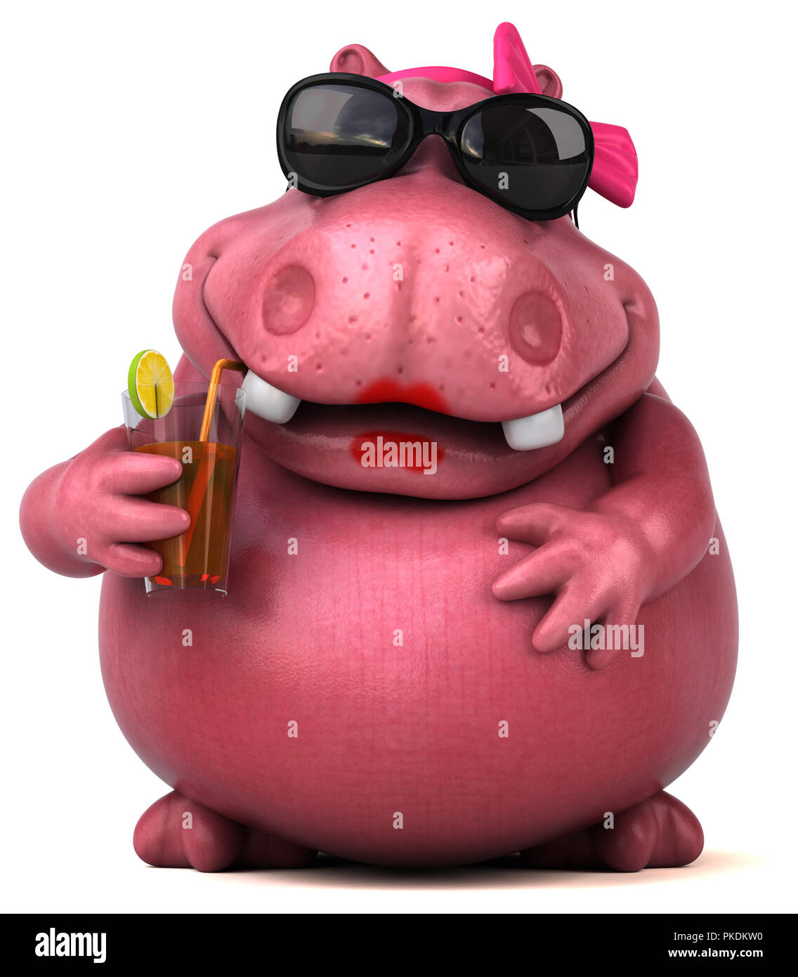 Pink Hippo - 3D Illustration Stock Photo - Alamy
