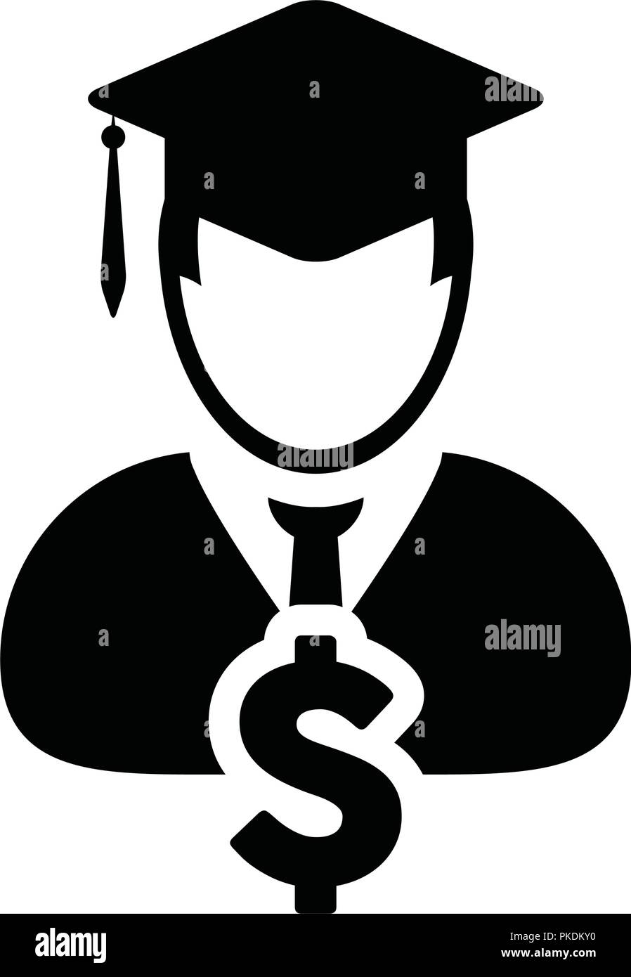 Student icon vector male person profile avatar with mortar board for ...