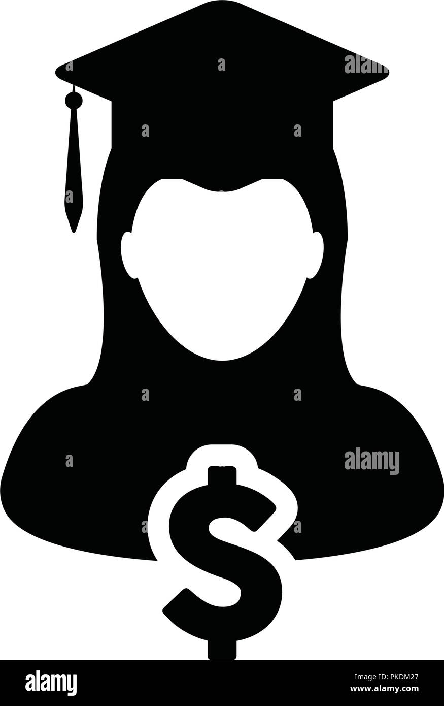 Study loan icon vector female person profile avatar with dollar symbol ...