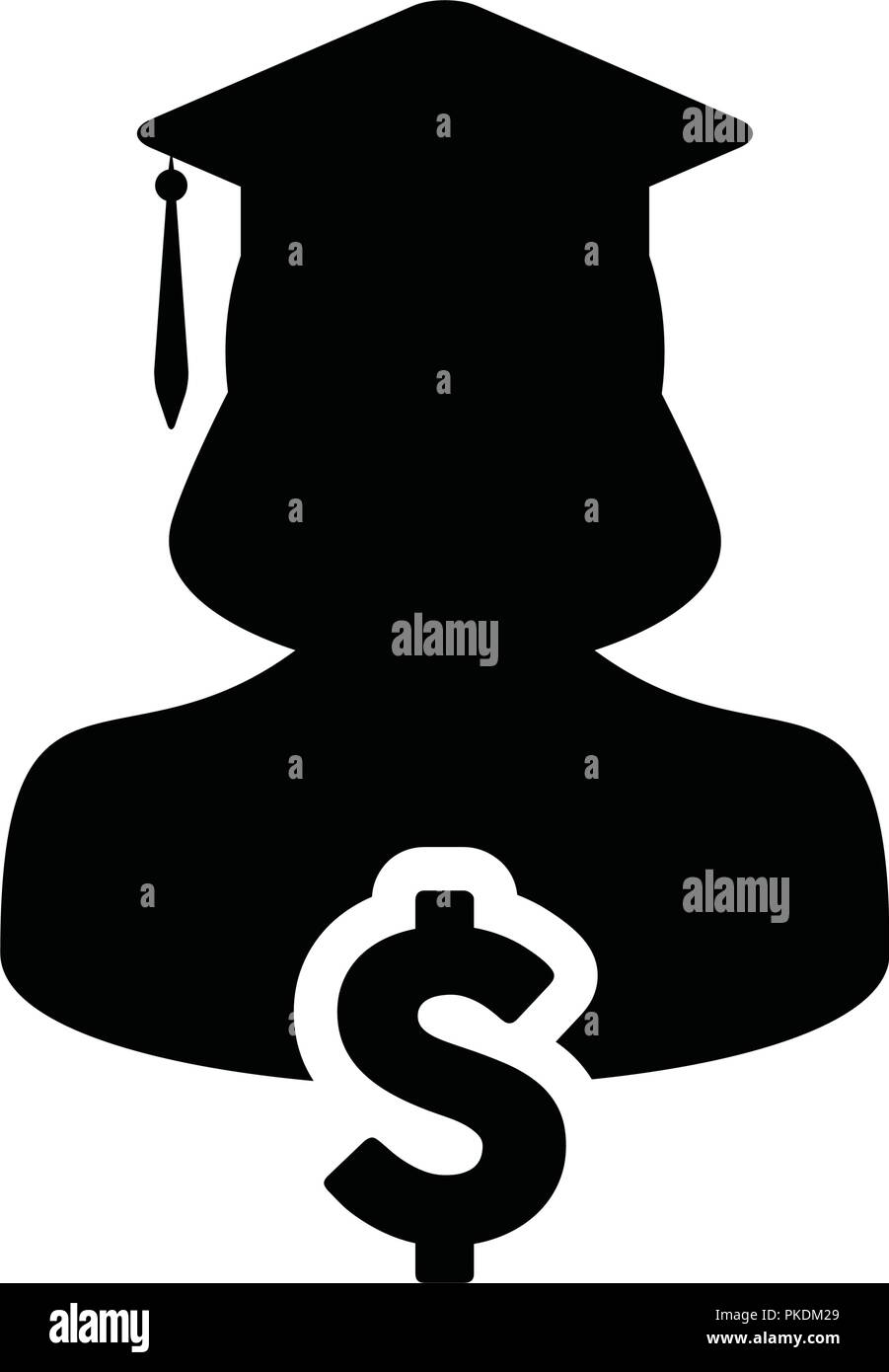 Student icon vector female person profile avatar with dollar symbol and ...