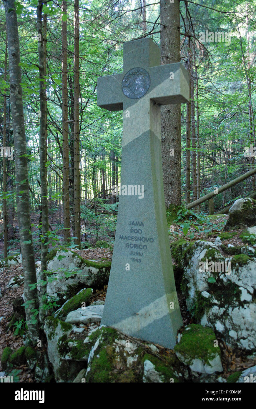Memorial cross dedicated to those excecuted by Partisans in 1945 at ...