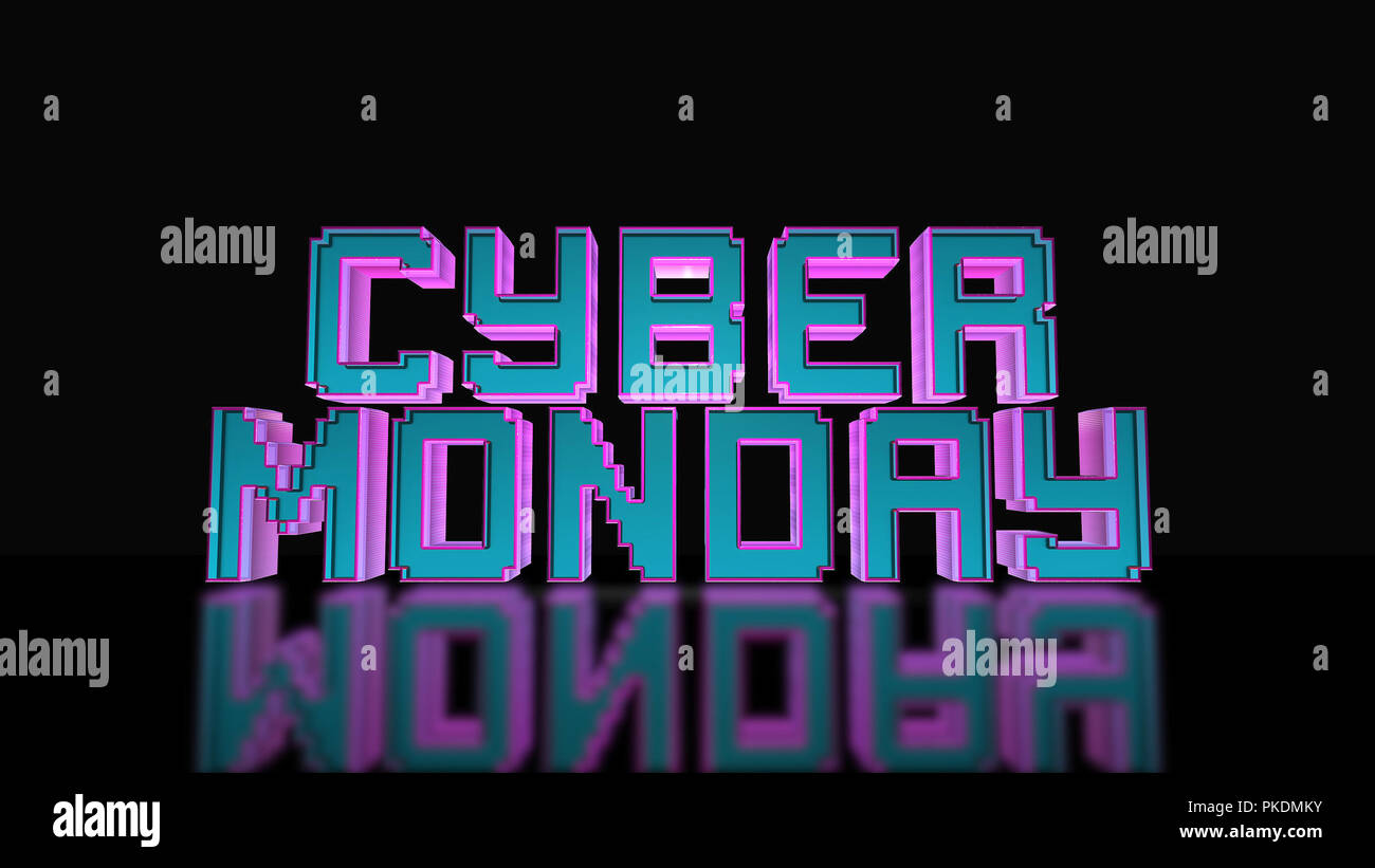Cyber Monday 3D Text Gaming Letters, Blue And Purple Colors, Black ...