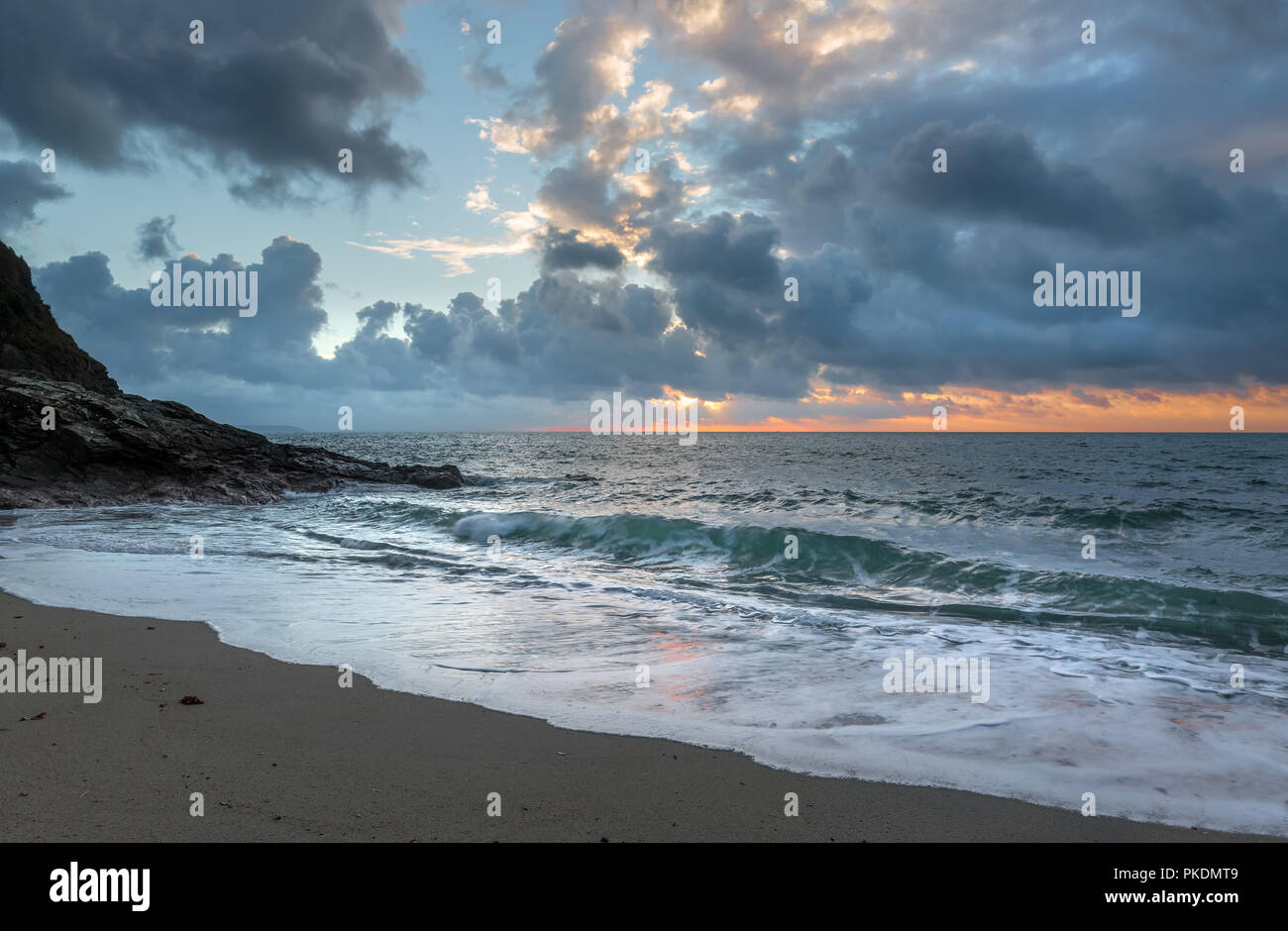 Sunrise Contrasts, Pentewan Sands, Cornwall Stock Photo - Alamy
