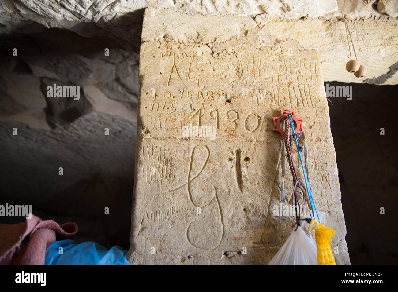 1930 Hand Writing on Gozo Island Limestone Wall Stock Photo - Alamy
