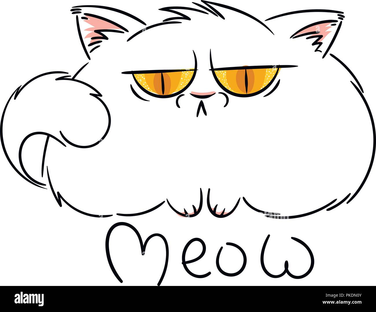 Meow. Angry furry cartoon cat. Cute grumpy cat for prints, design ...