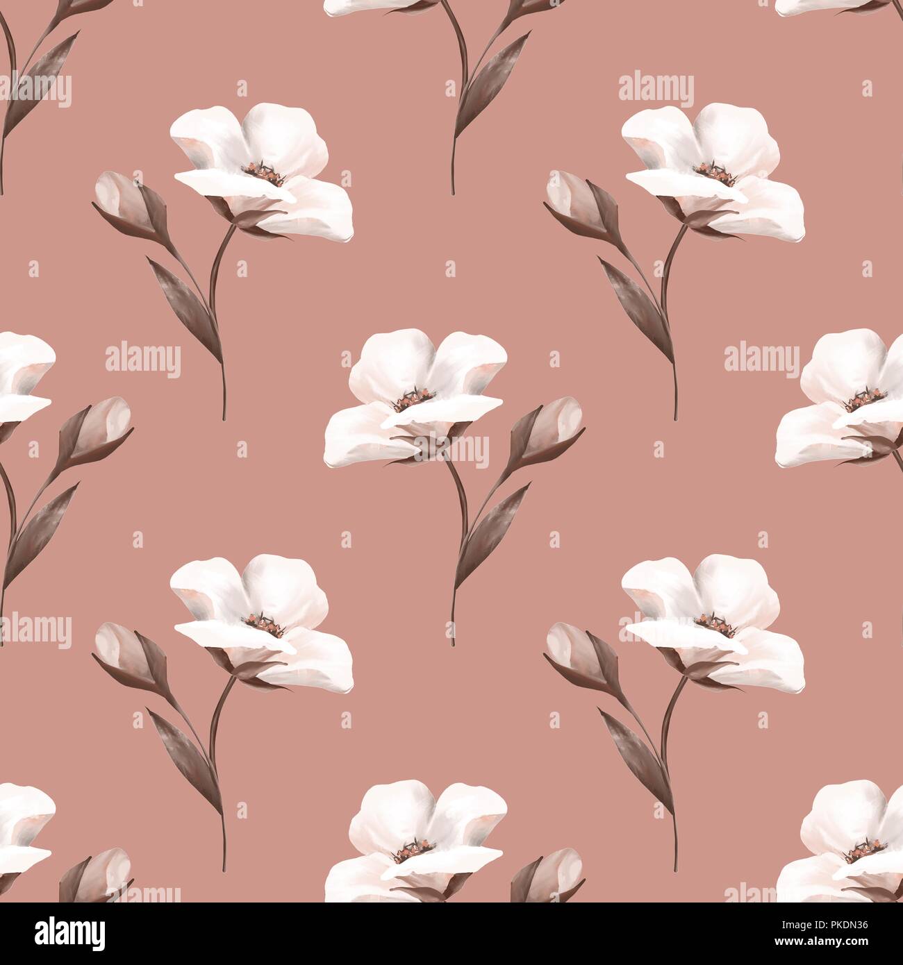 Pattern with white flowers. Seamless background Botany Stock Photo - Alamy