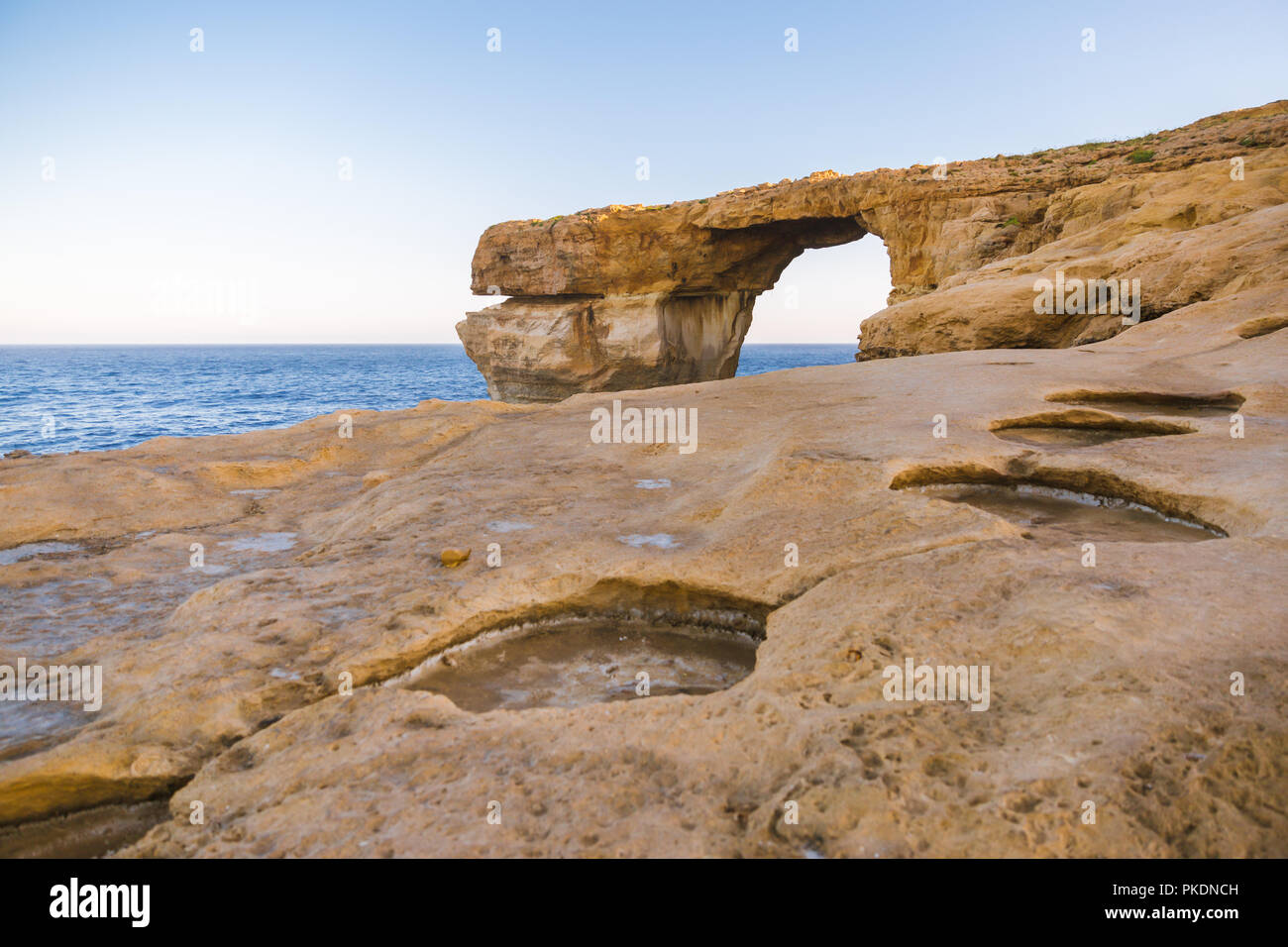 Gozo Island Azure Window Sea Arch and Limestone Formations at Sunrise ...