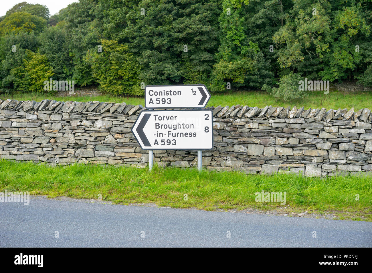 Road Direction sign near Coniston, West Cumbria, England, UK Stock ...