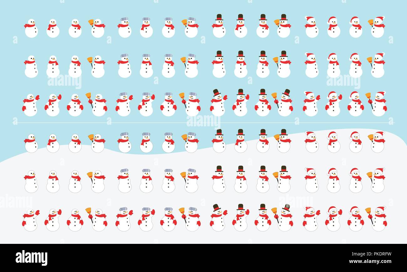 Snowman vector collection including a selection of snowman with ...