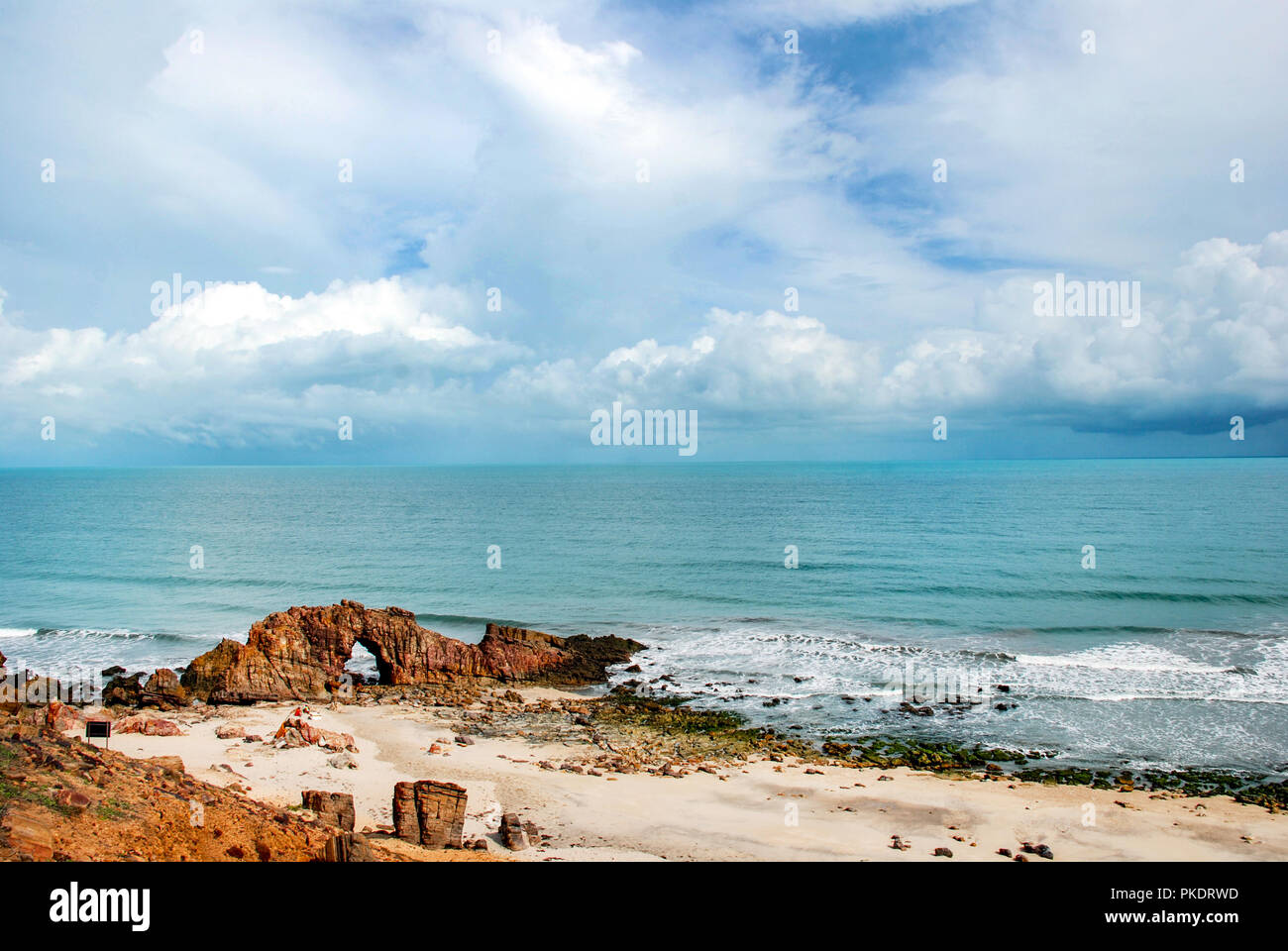 Pedra Furada (Holed Stone) at Jericoacoara beach - Ceara, Brazil Stock ...
