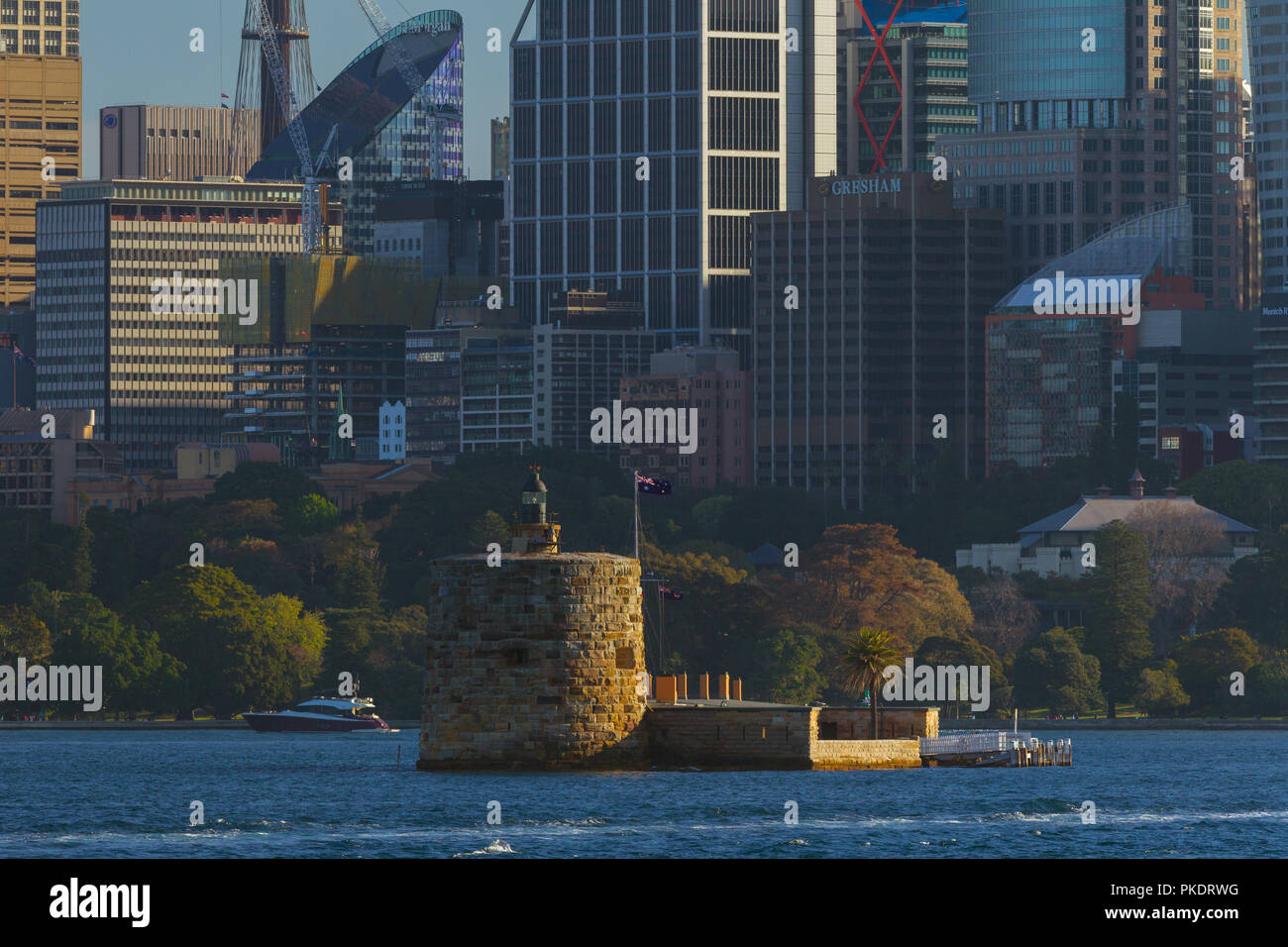 Detail from Sydney Harbour in Australia, including Fort Denison, also ...