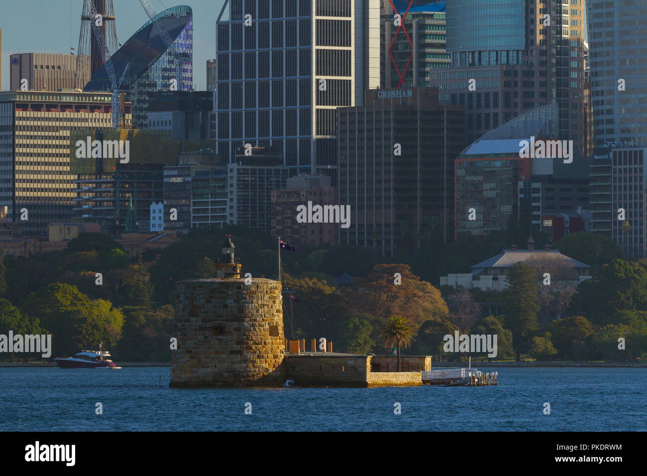 Detail from Sydney Harbour in Australia, including Fort Denison, also ...
