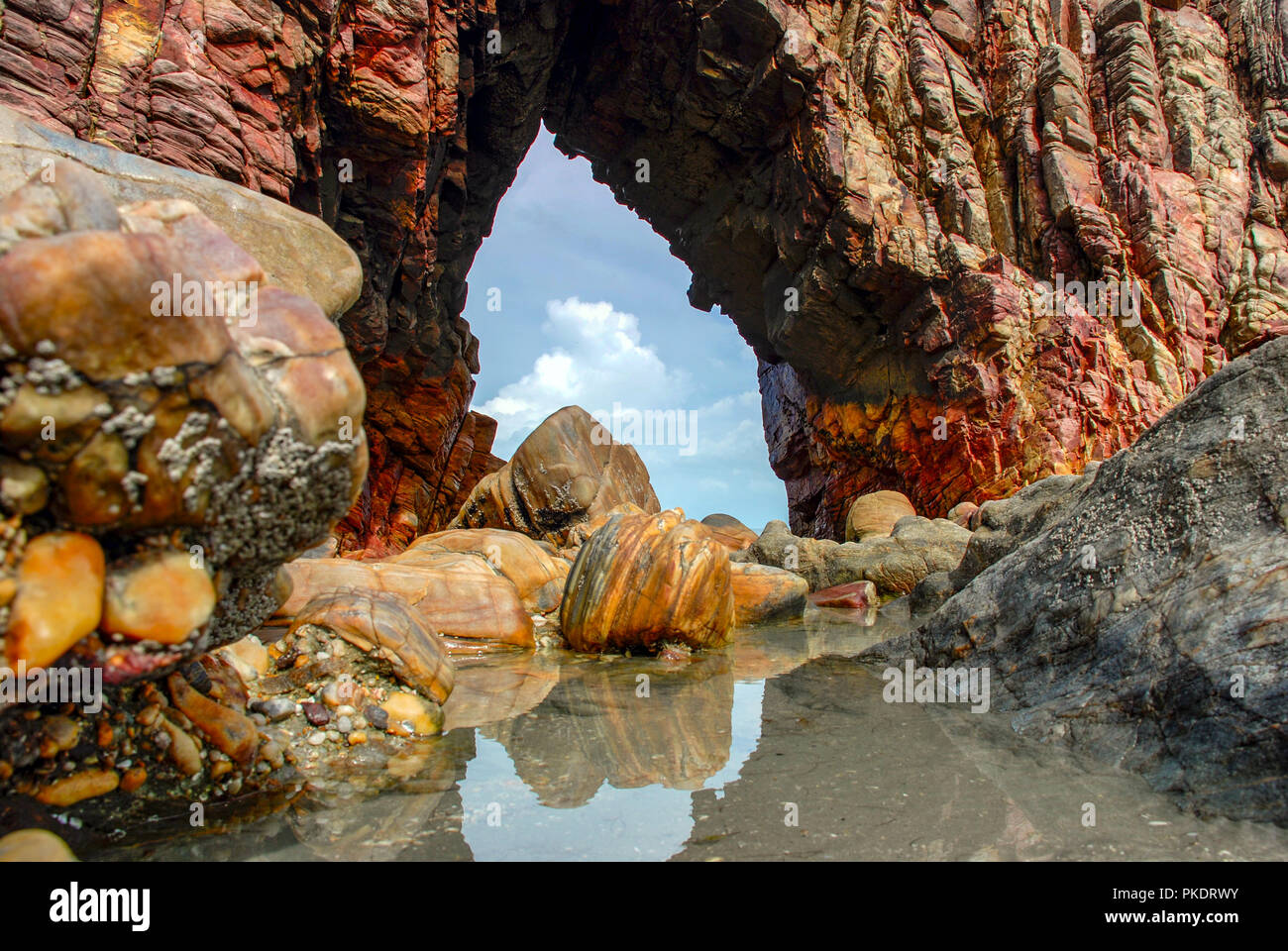 Pedra Furada (Holed Stone) at Jericoacoara beach - Ceara, Brazil Stock ...