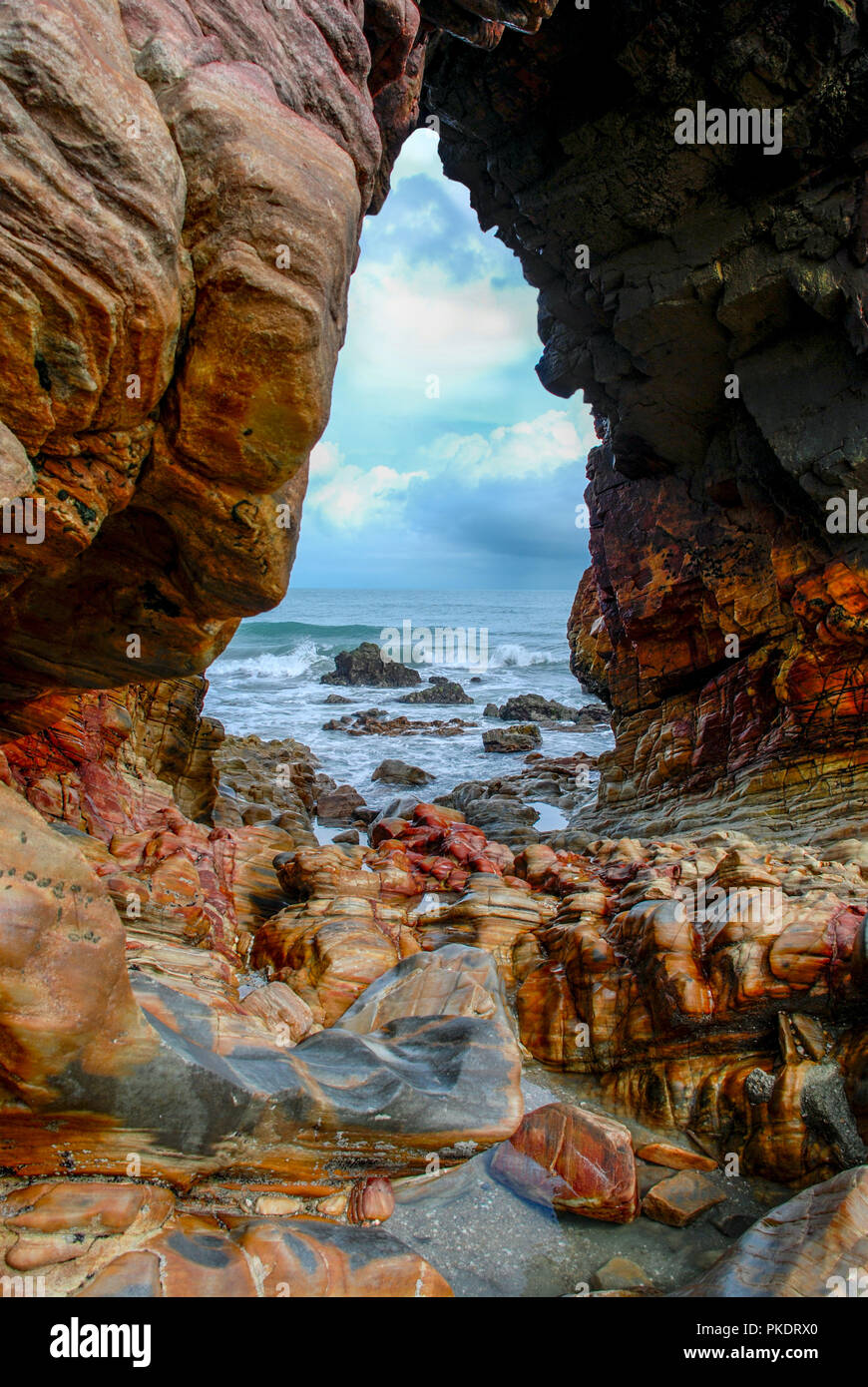 Pedra Furada (Holed Stone) at Jericoacoara beach - Ceara, Brazil Stock ...