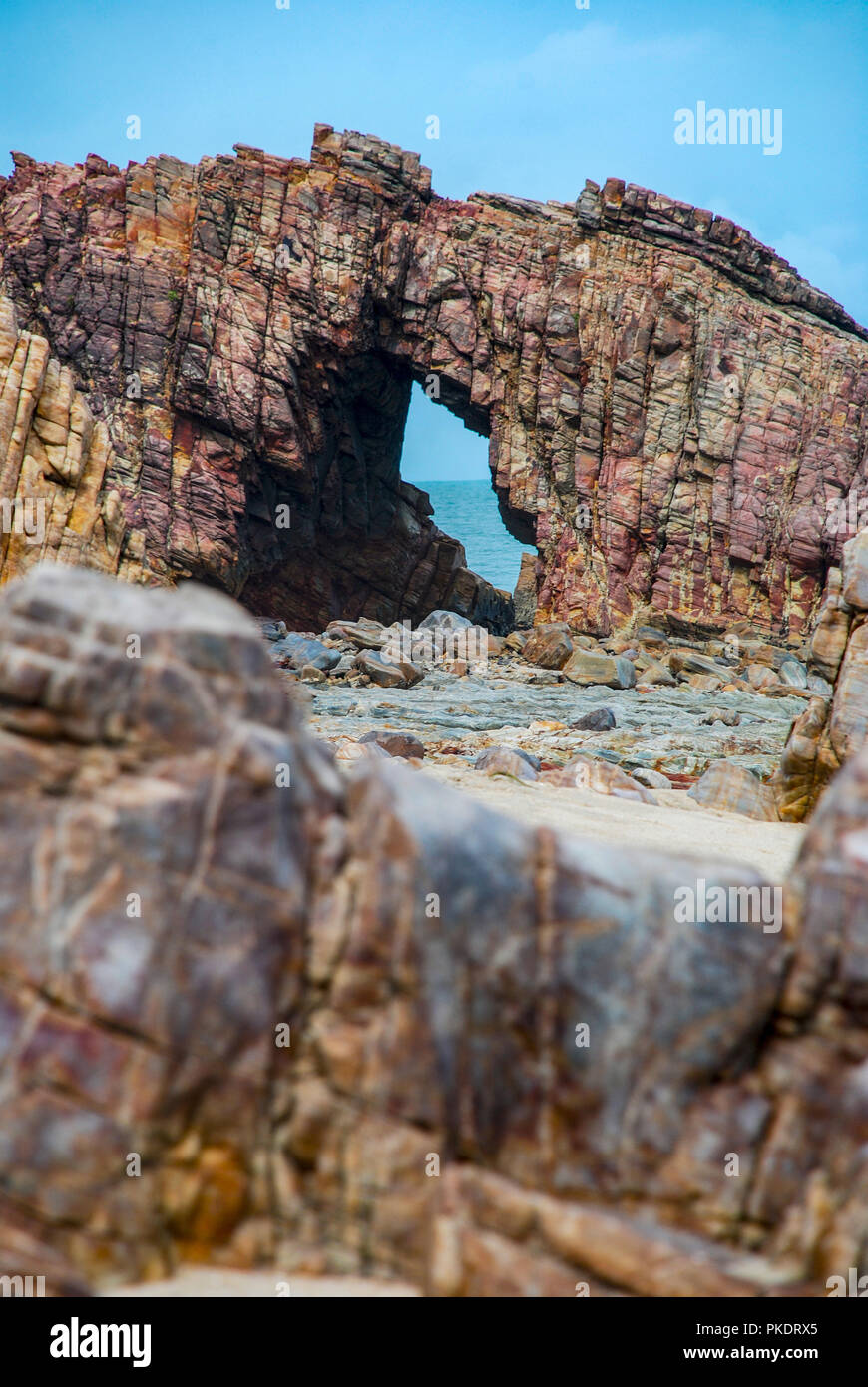 Pedra Furada (Holed Stone) at Jericoacoara beach - Ceara, Brazil Stock ...