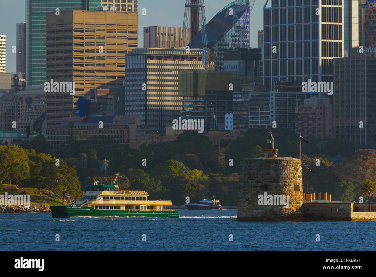 Detail from Sydney Harbour in Australia, including Fort Denison, also ...