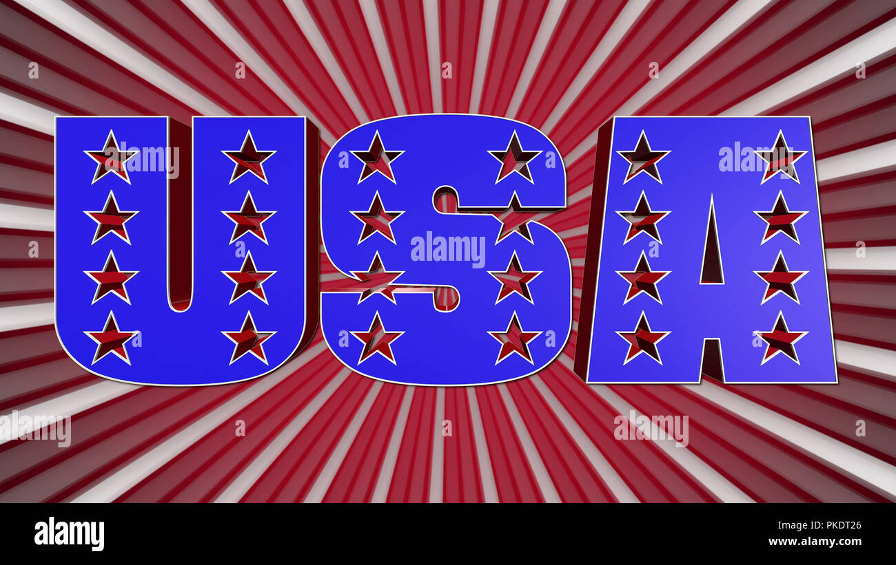 The Word USA In The American Flag Colors. 3D Word Text Flag Stock Photo ...