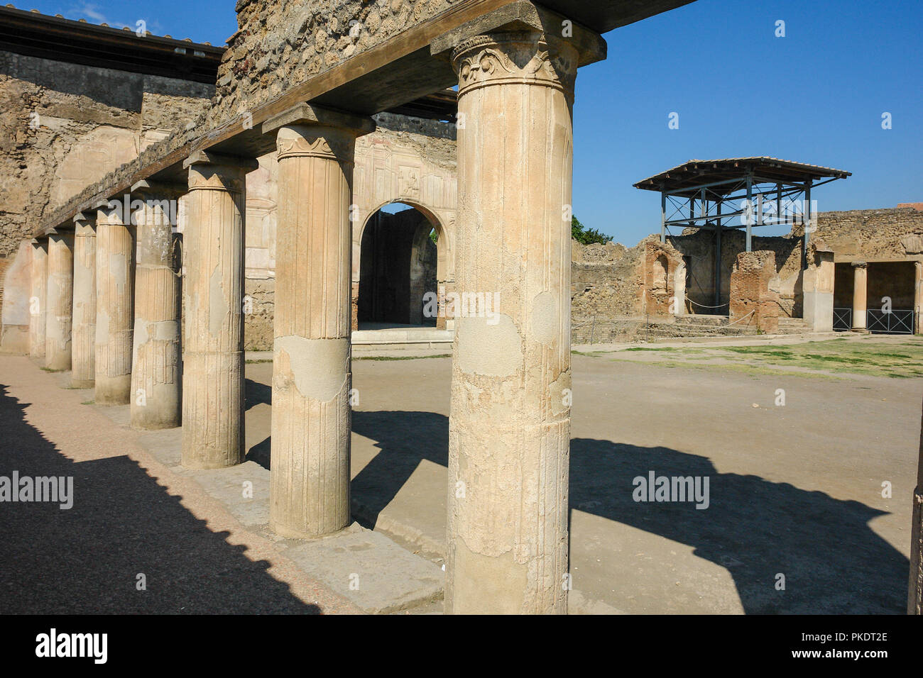 Ruins of the ancient roman city of Pompeii, which was destroyed by the ...