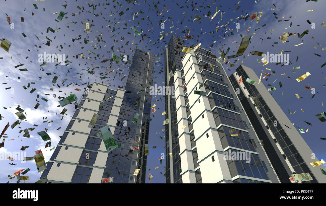 Euro money fall from business buildings Stock Photo - Alamy