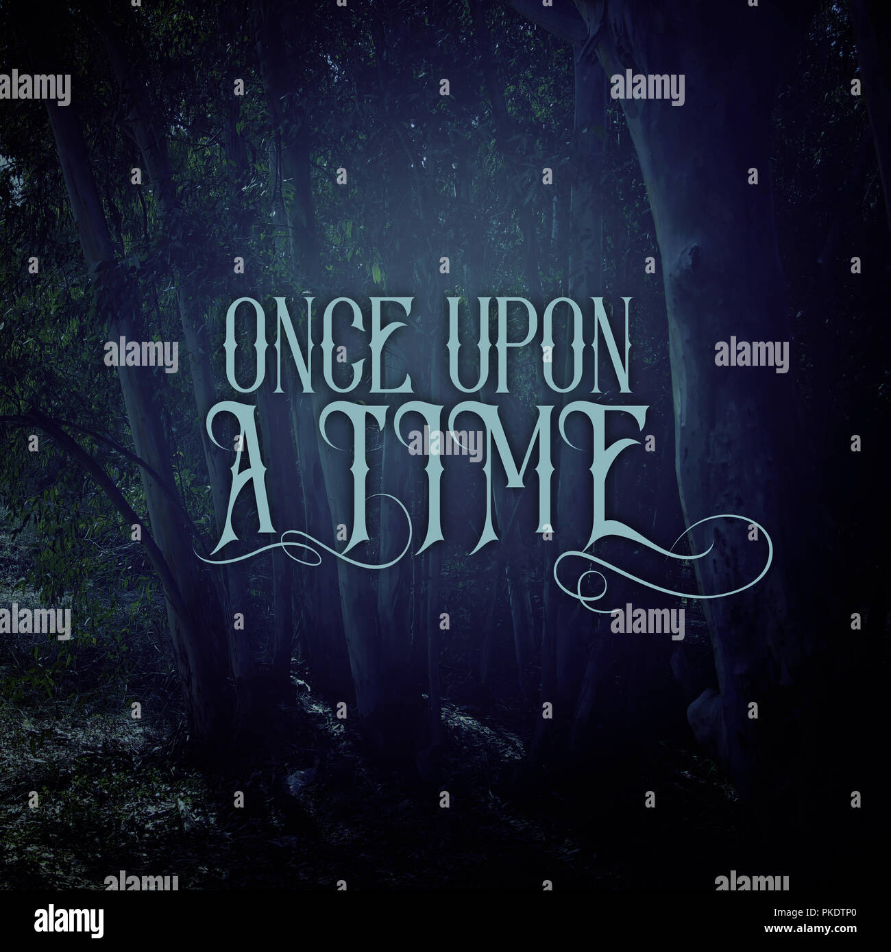 mysterious fairy tale background of dark and haunted forest with text ...