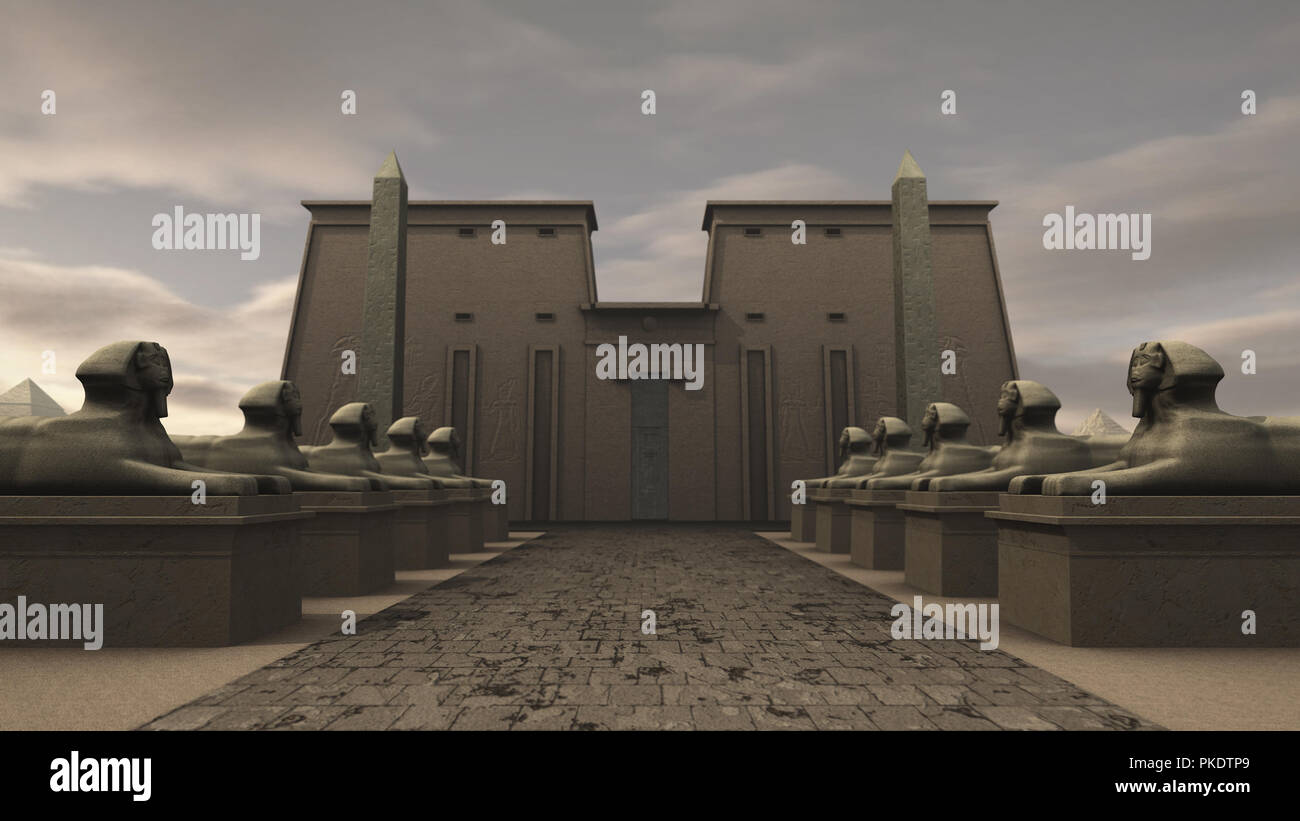 Sphinx statues at a temple in ancient Egypt Stock Photo - Alamy