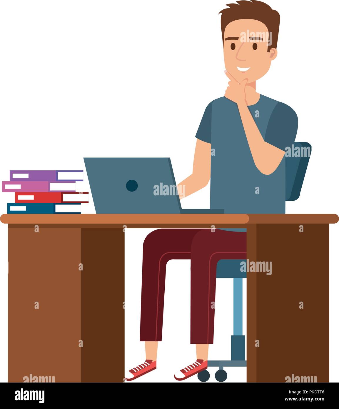 Cartoon character laptop books pile Stock Vector Images - Alamy