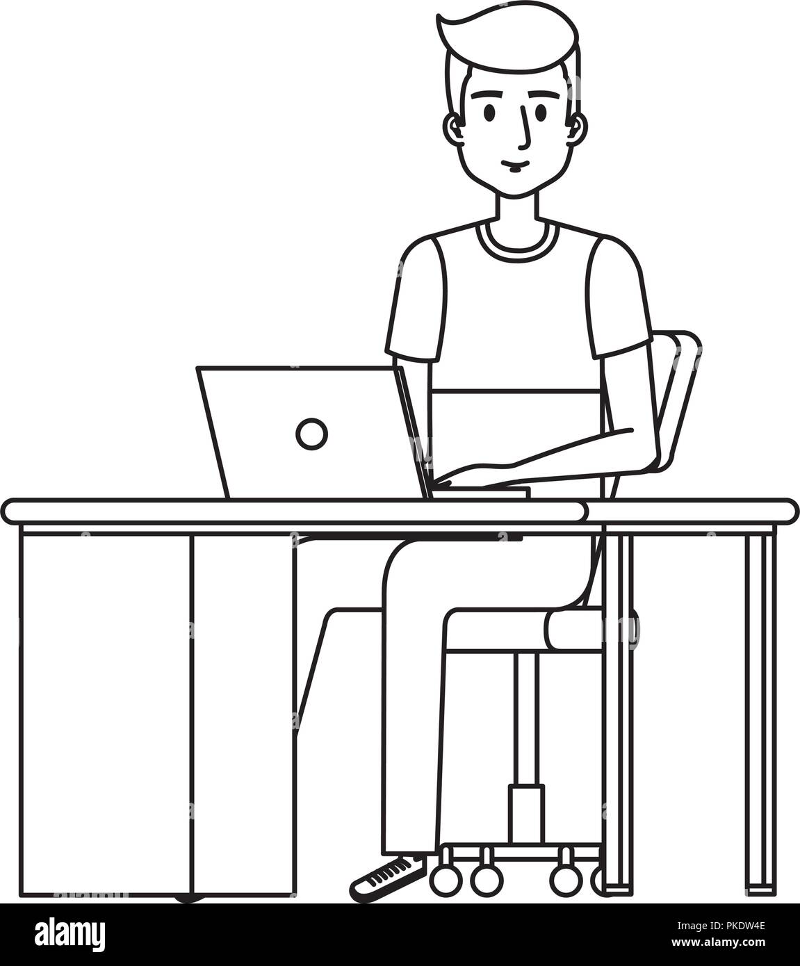 Man typing cartoon Black and White Stock Photos & Images - Alamy