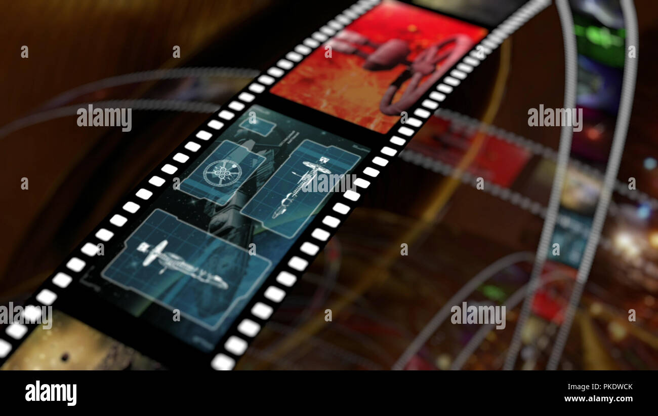 Film strip with science fiction based concepts Stock Photo - Alamy