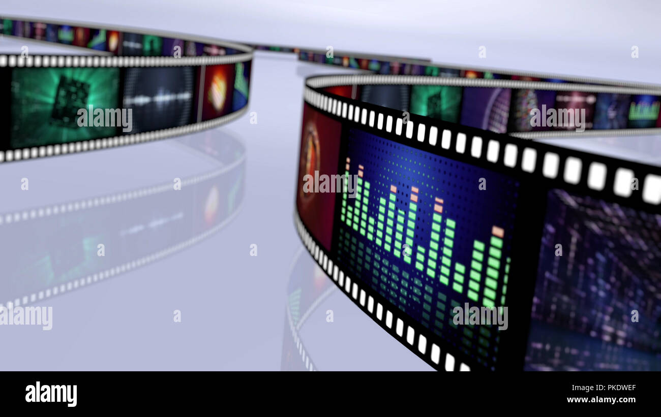 Multi colored film reel Stock Photo - Alamy