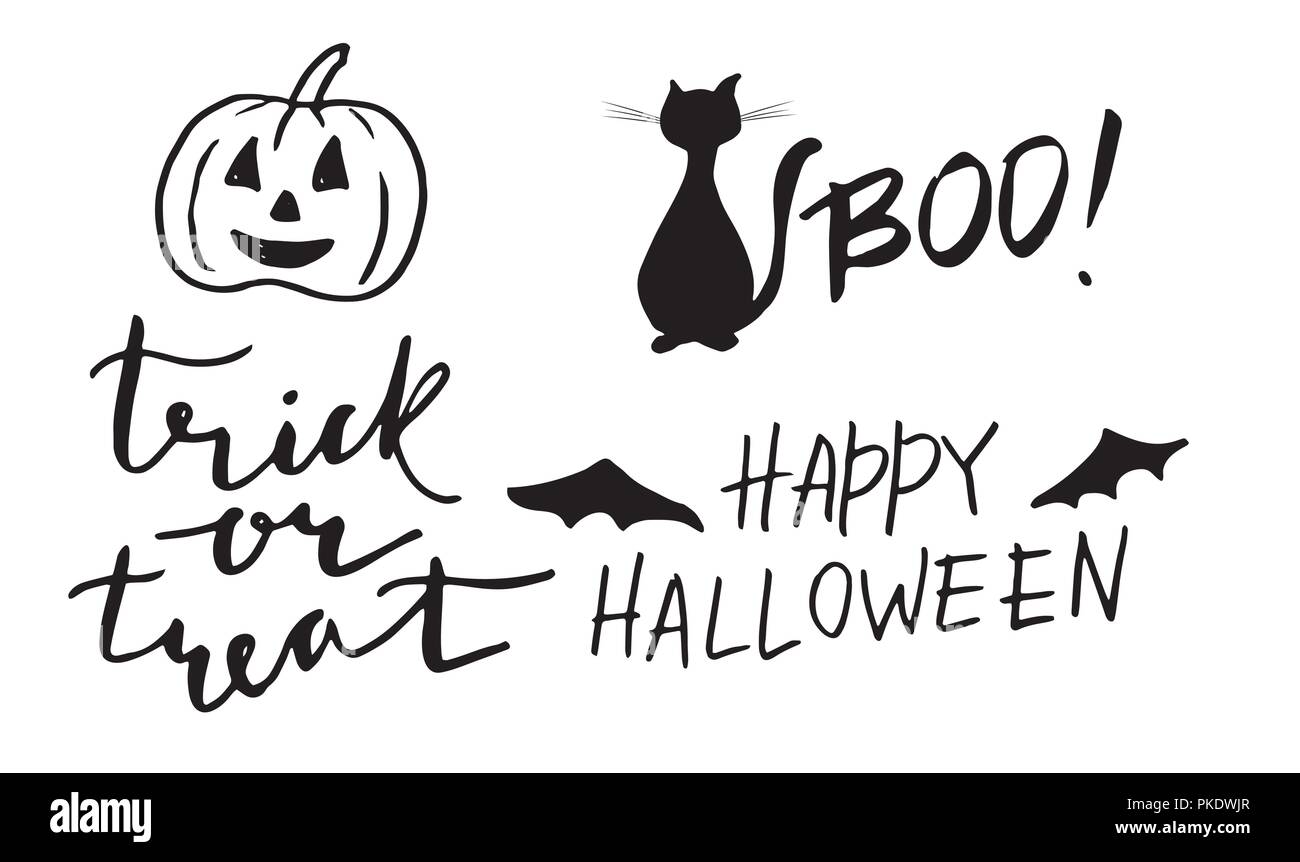 Happy halloween. Hand drawn creative calligraphy Stock Vector Image ...