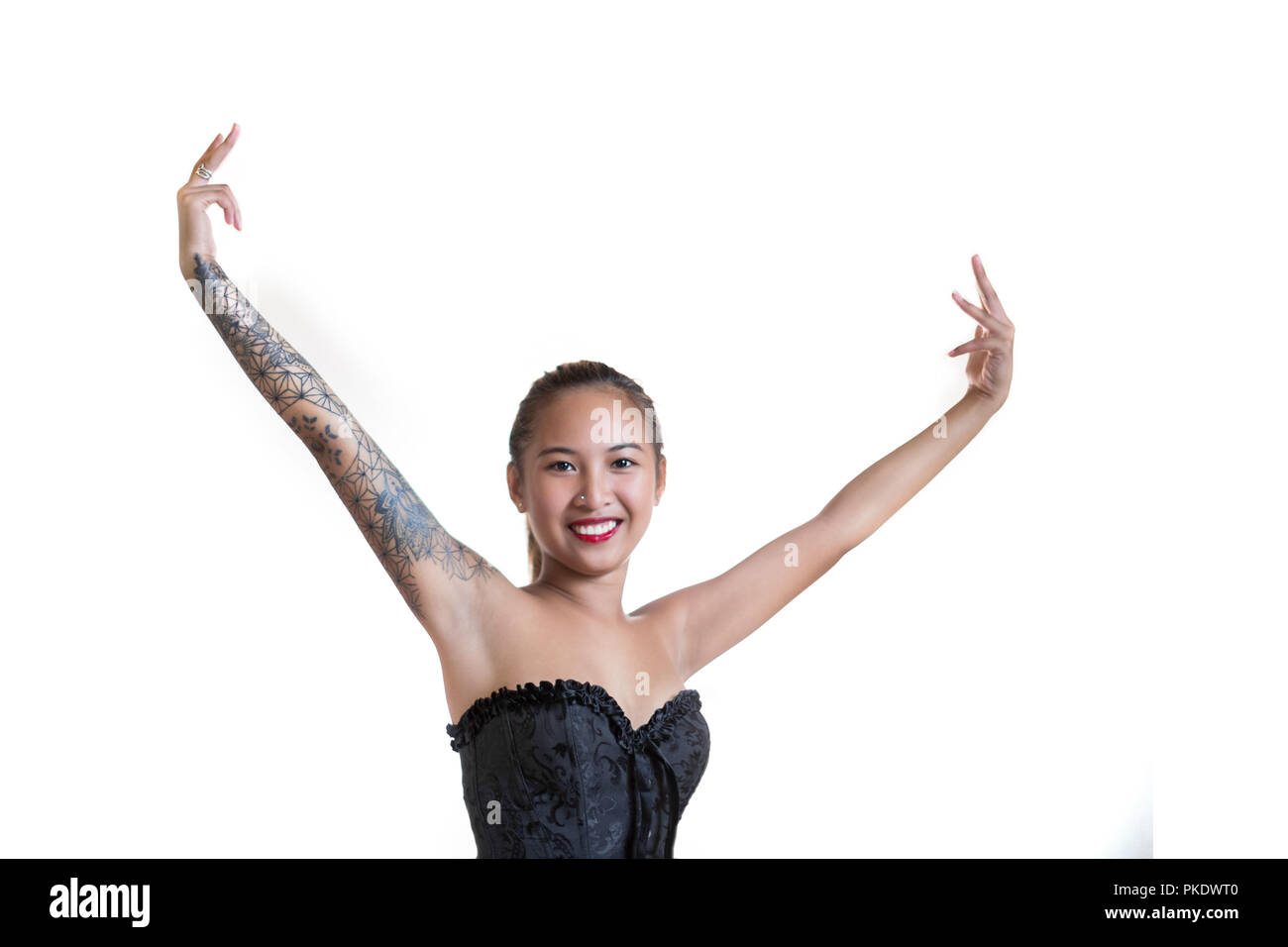 Cool Girl with open Arms upturned face, Girl with cool expressions ...