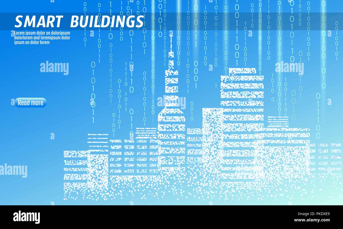 Smart city 3D spotted dots. Intelligent building automation system ...