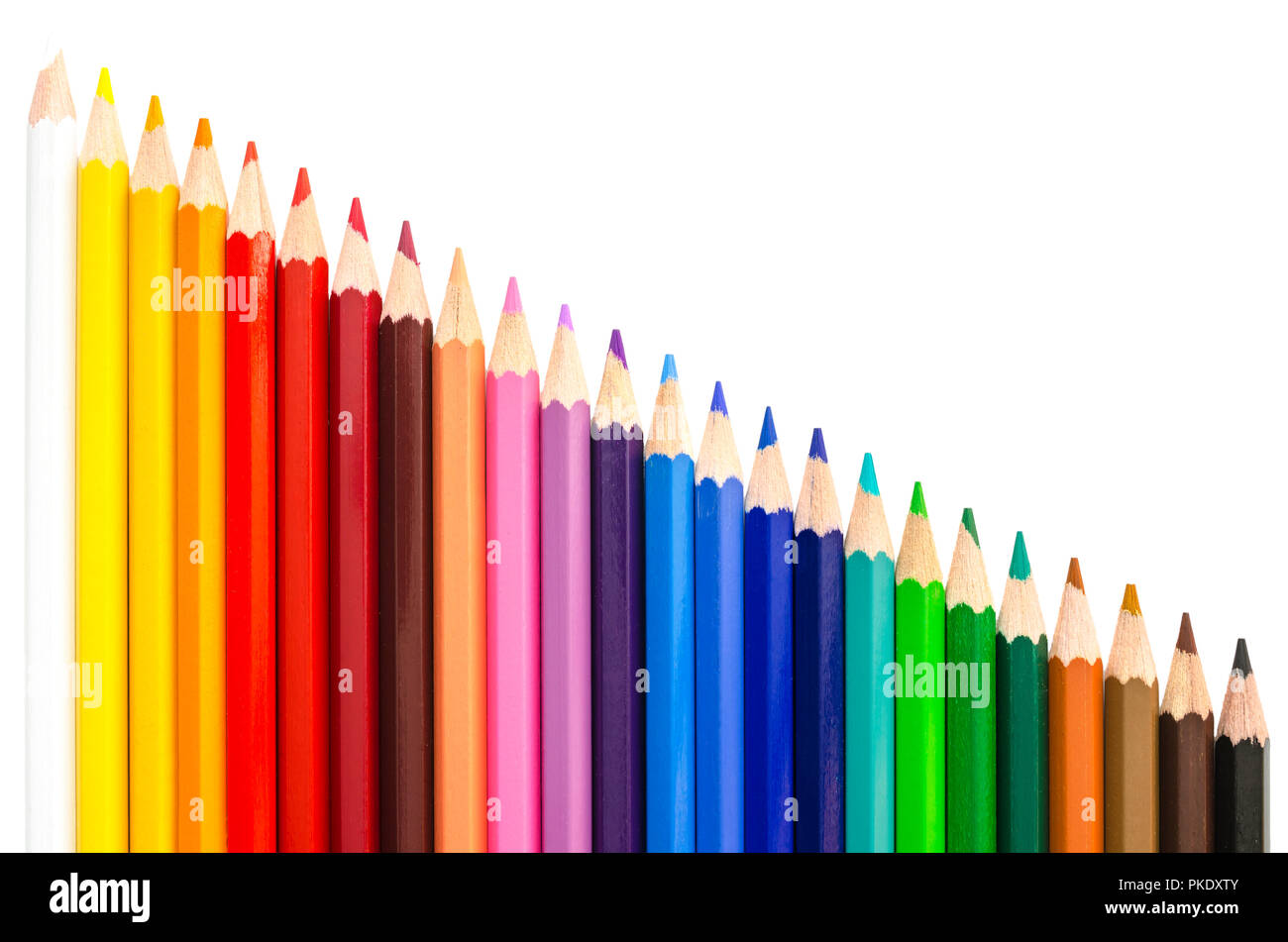 Assortment of color pencils. Isolated over white background Stock Photo ...