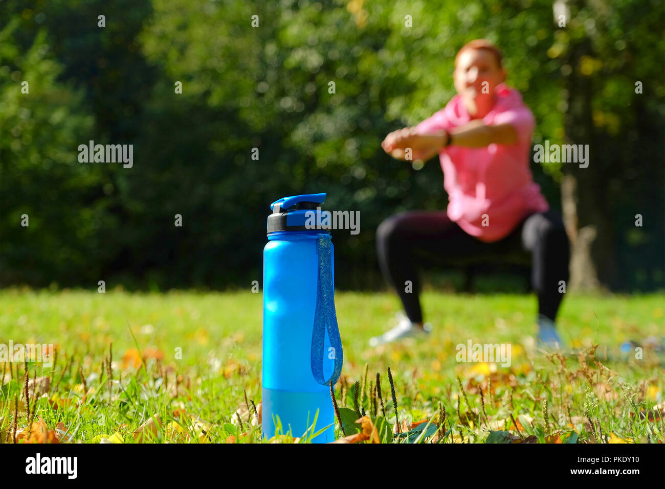 Sports water bottle. Classic with carrying loop. Healthy lifestyle ...