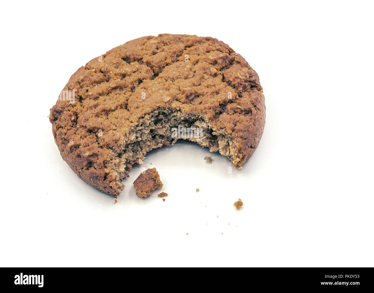 biten oatmeal cookies on white Stock Photo - Alamy