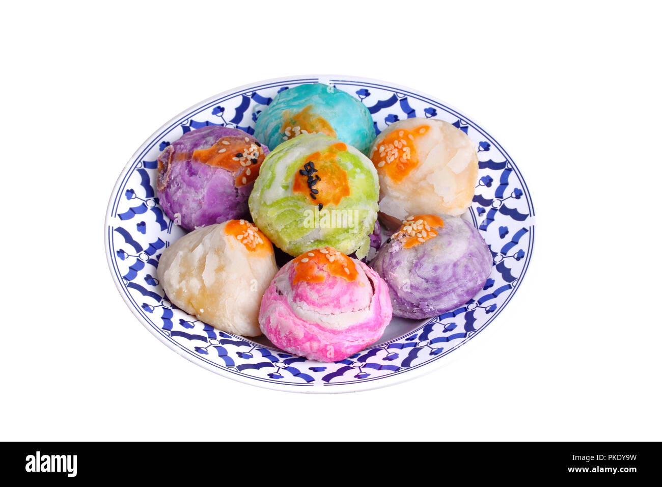 Colorful Chinese pastry moon cake ,Spring Roll pastry with nuts, salted ...