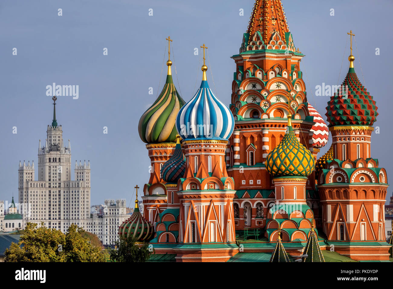 View of St. Basil's Cathedral on the Red Square and Kotelnicheskaya ...