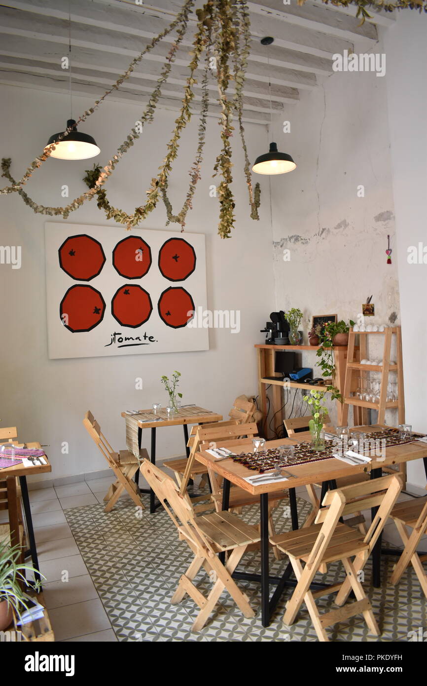 Modern restaurant with tables minimalist setting no people city ...