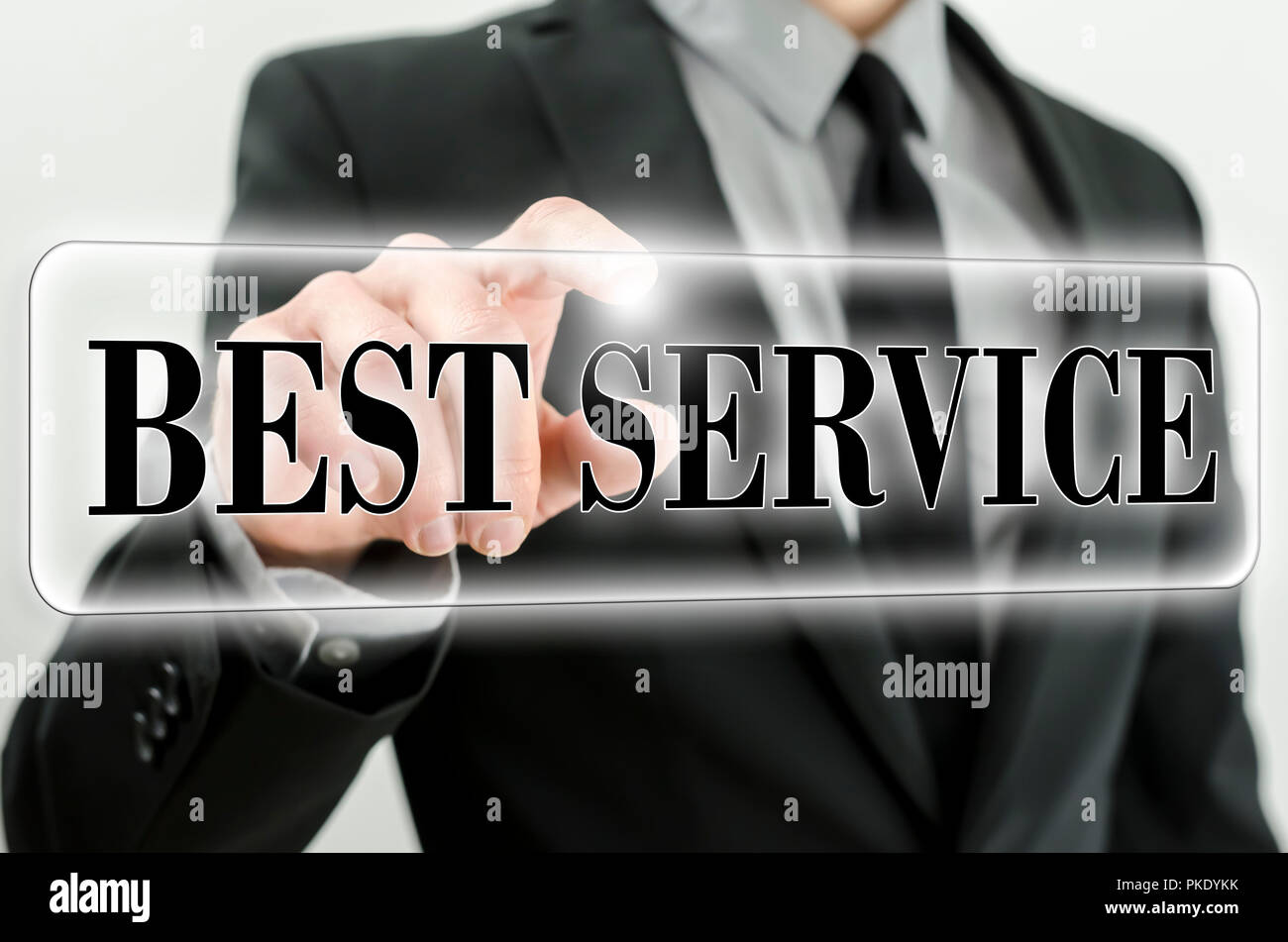 Businessman choosing Best service icon on virtual screen Stock Photo ...
