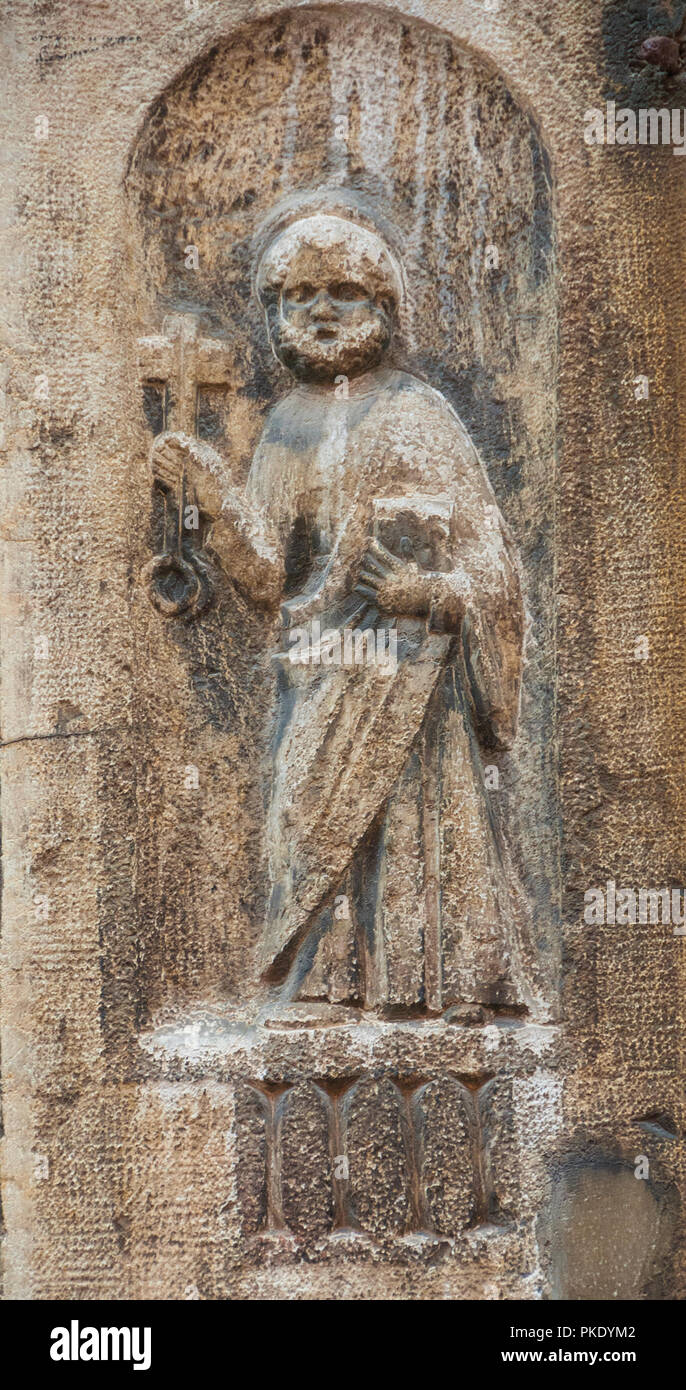 Saint Peter holding the Key of Heaven and the Bible, an ancient ...