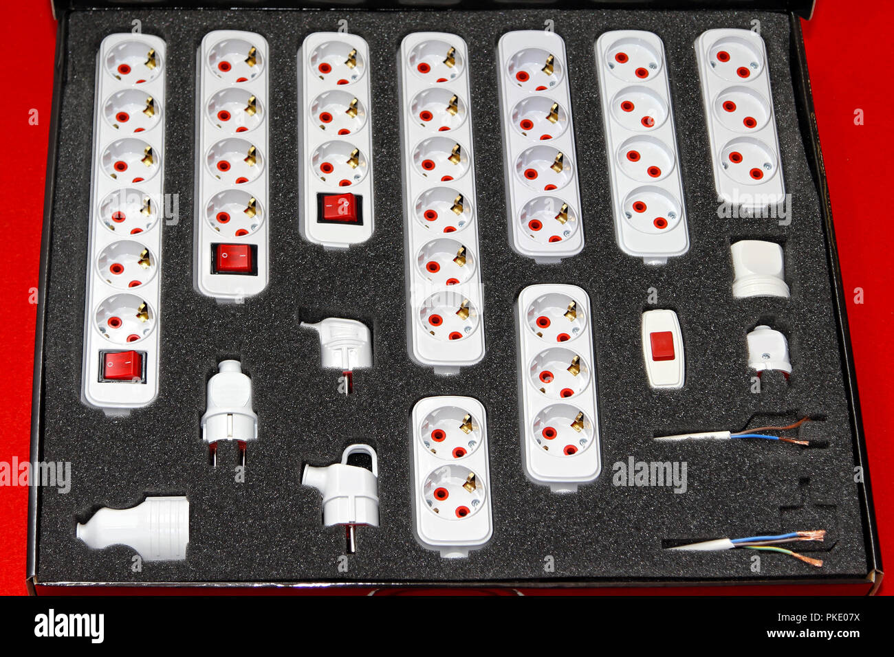 European standard schuko plugs and power sockets Stock Photo - Alamy