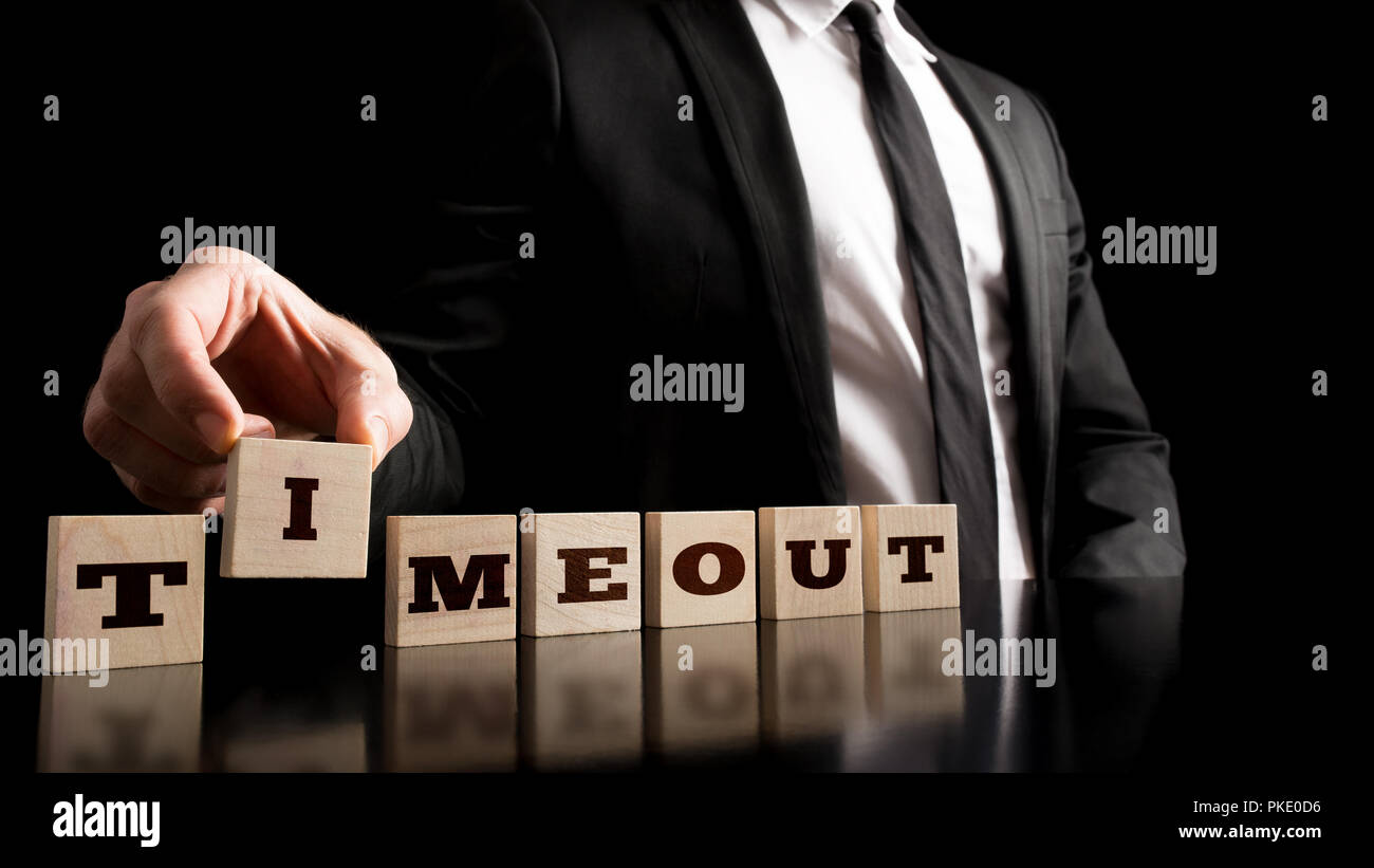 Business Break Concept - Businessman Arranging Small Wooden Blocks with ...