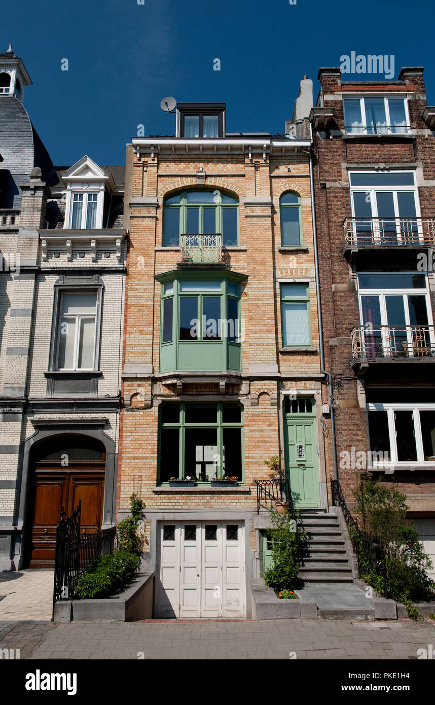 Nice mansion houses in Schaerbeek, Brussels (Belgium, 19/04/2011 Stock ...