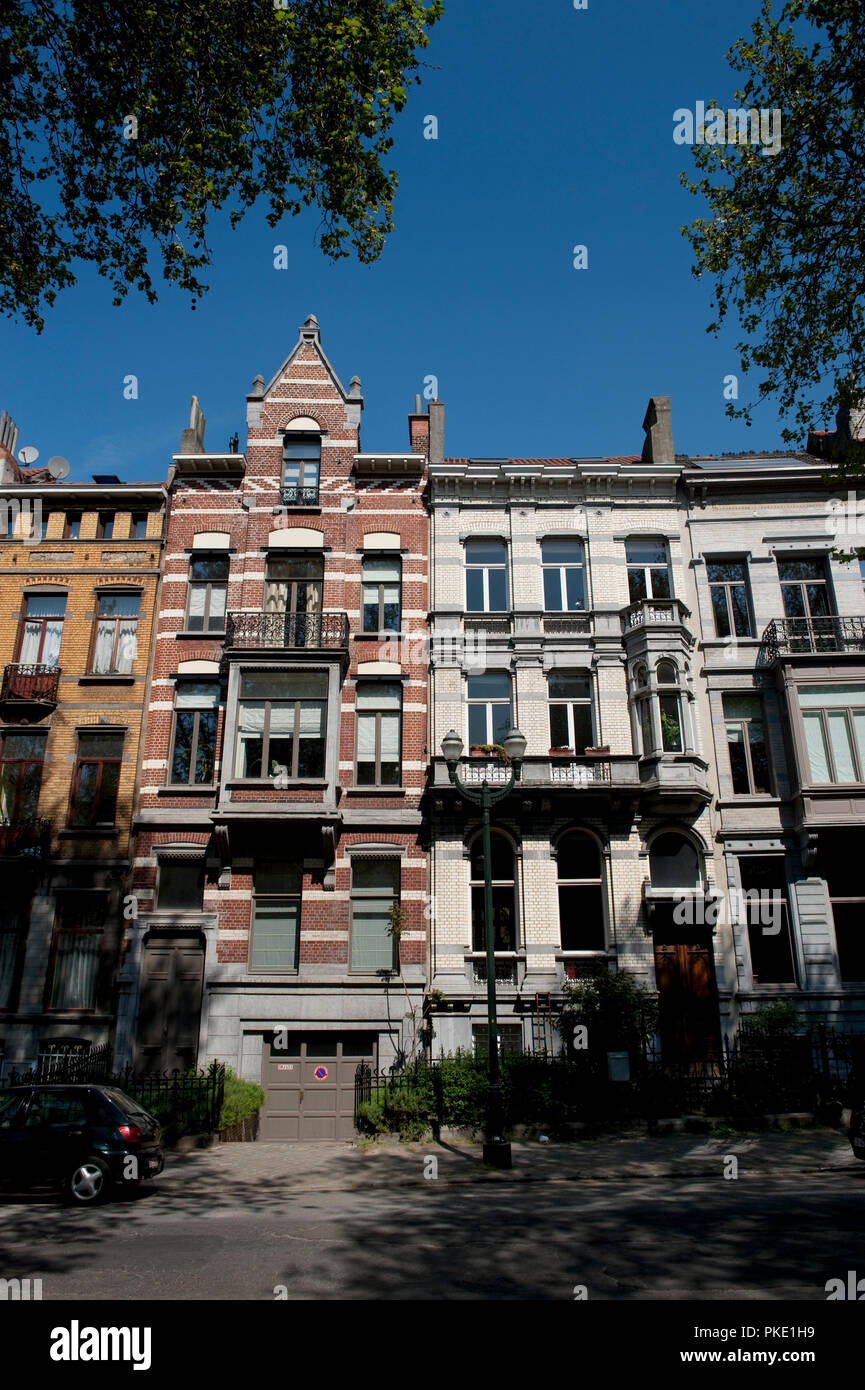 Nice mansion houses in Schaerbeek, Brussels (Belgium, 19/04/2011 Stock ...