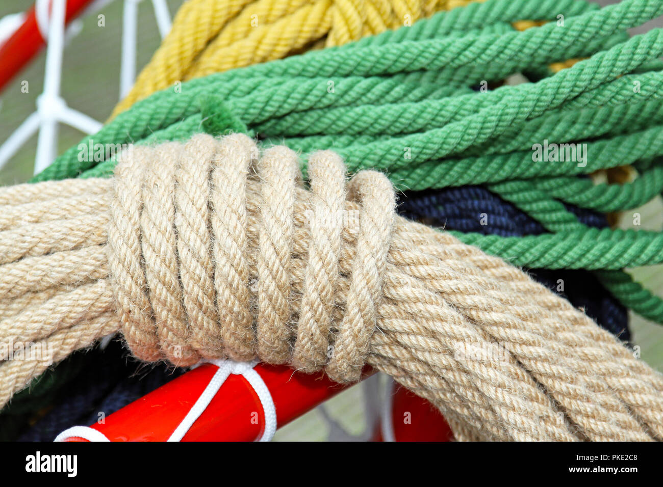 Ropes yarns and lines for industrial use Stock Photo - Alamy