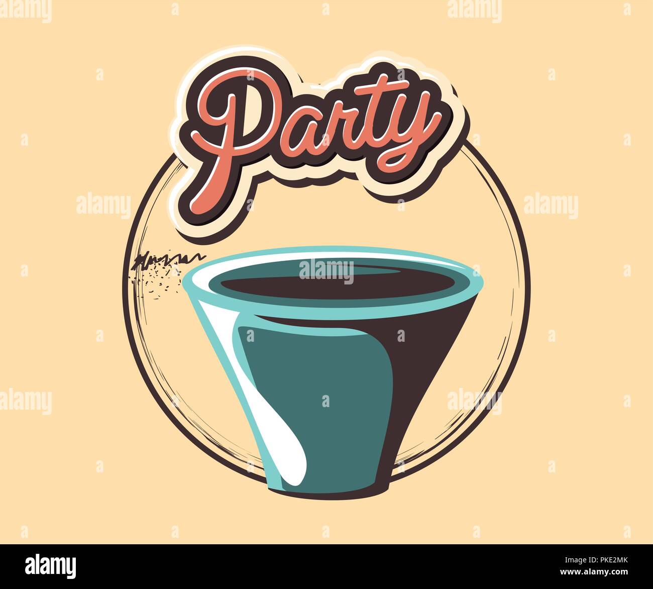 plastic cup retro decoration party vector illustration Stock Vector ...