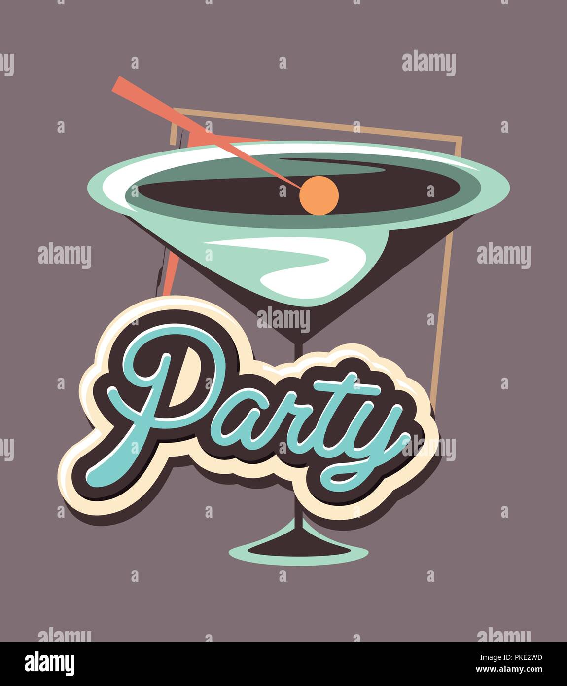 cocktail drink beverage celebration party retro style vector ...