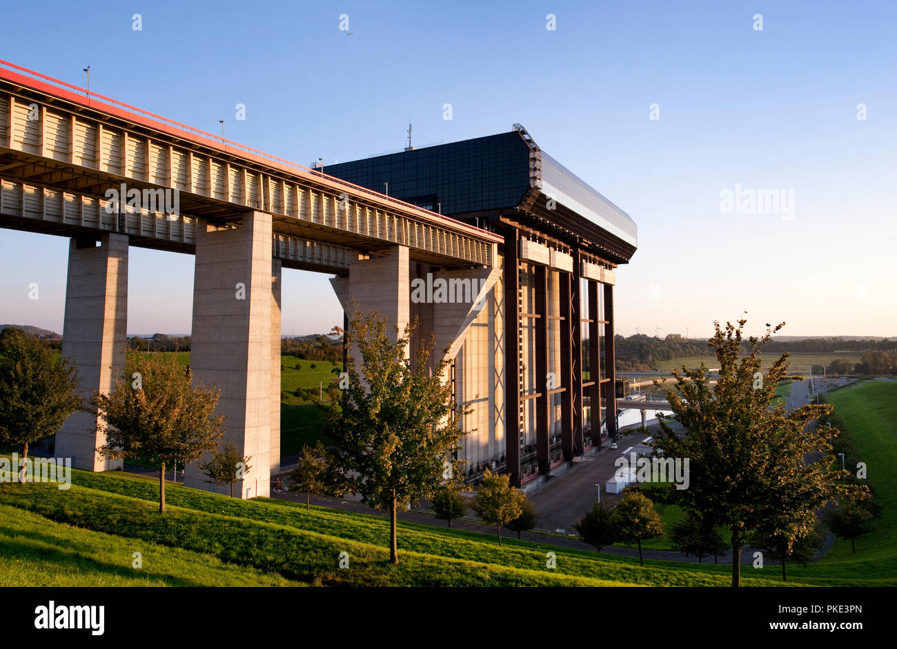 The boat lift of Strépy-Thieu on the Canal du Centre, located on the ...