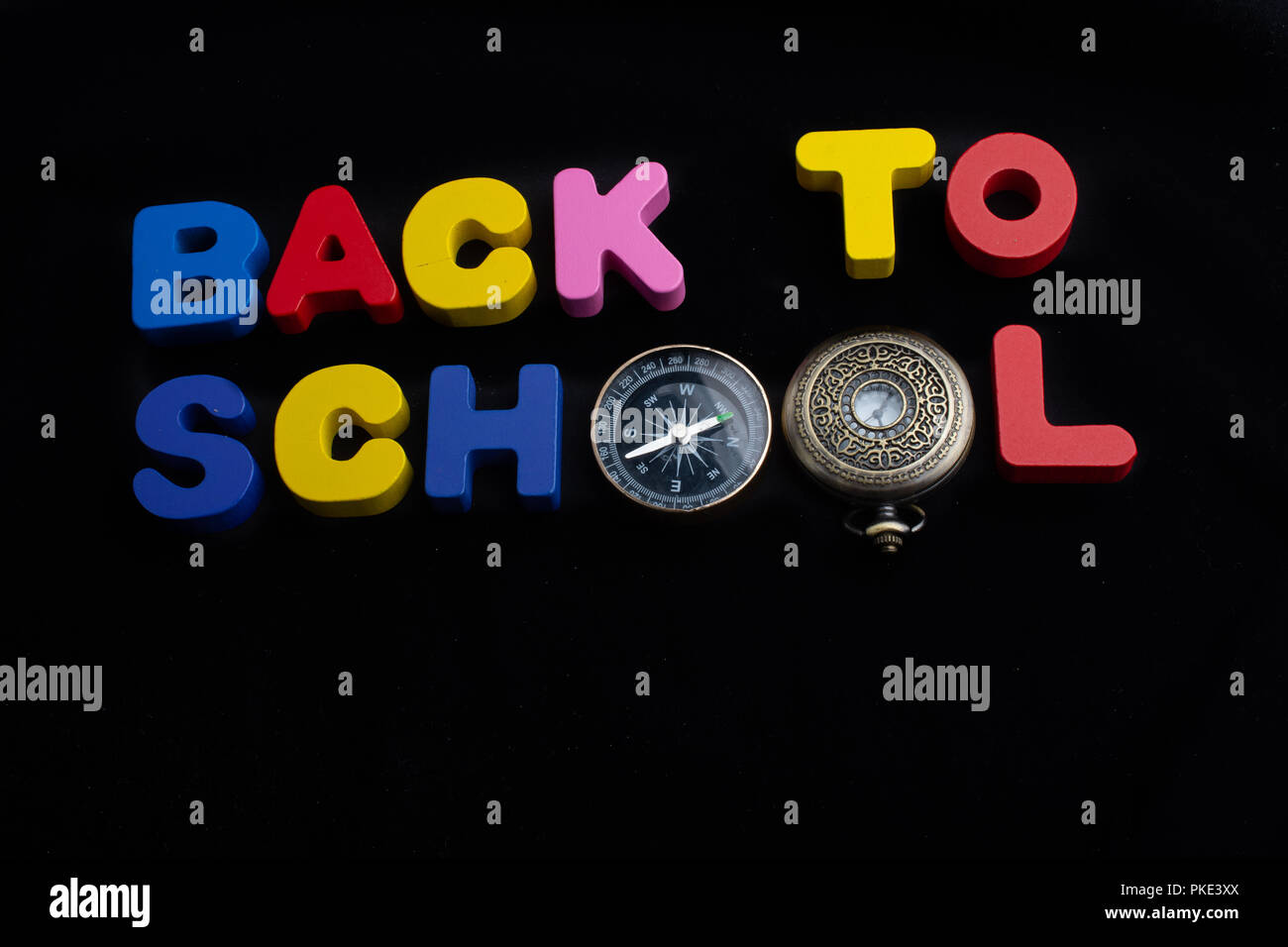 Education concept by School lettering with colorful wooden letters ...